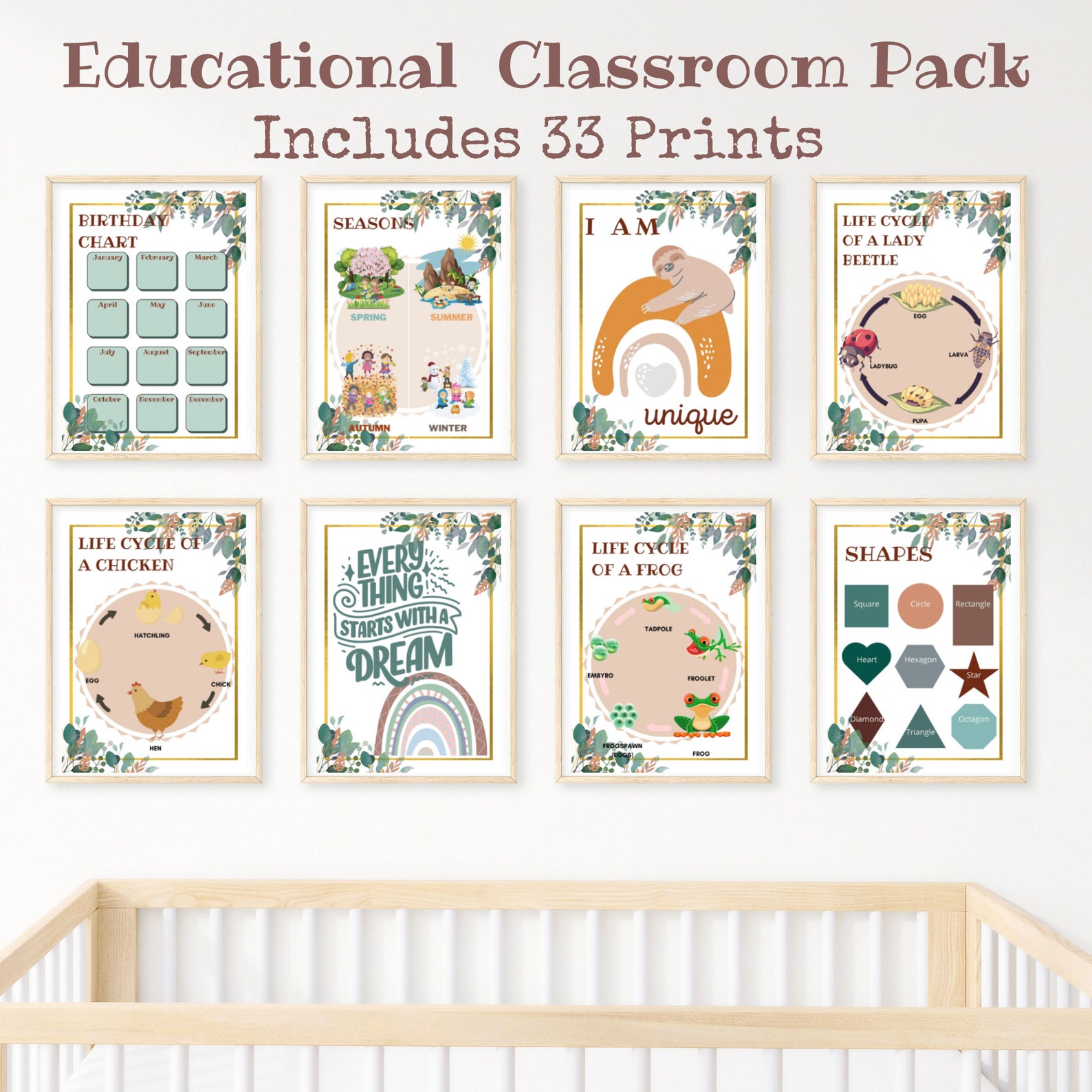 Educational Children's Classroom Wall Poster - 33 Pack - Etsy