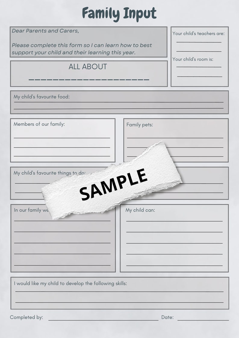 Family Input - All About Me Sheet - Etsy Australia