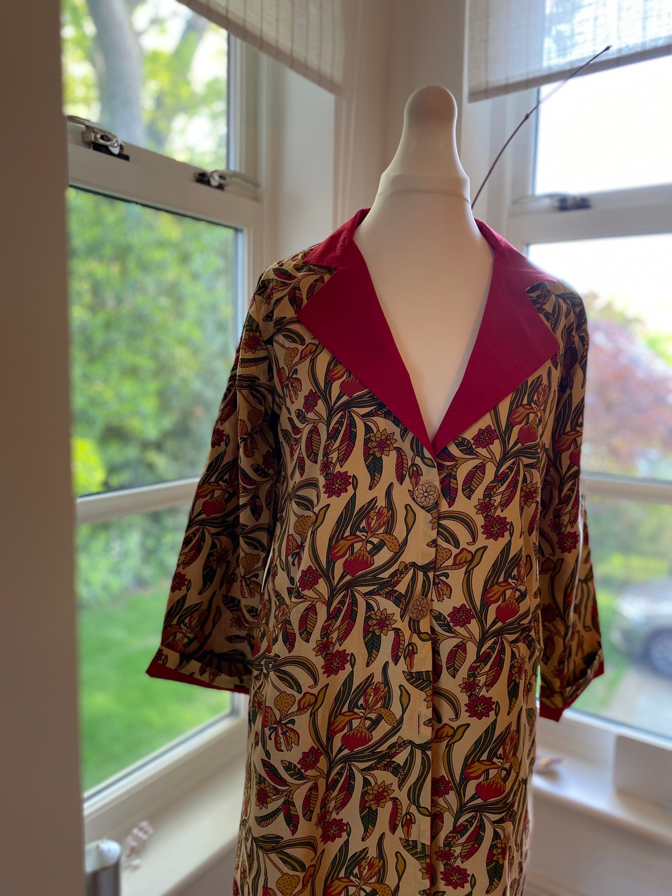 Iris Long Jacket in Stunning Floral Block Print Pure Cotton - Etsy