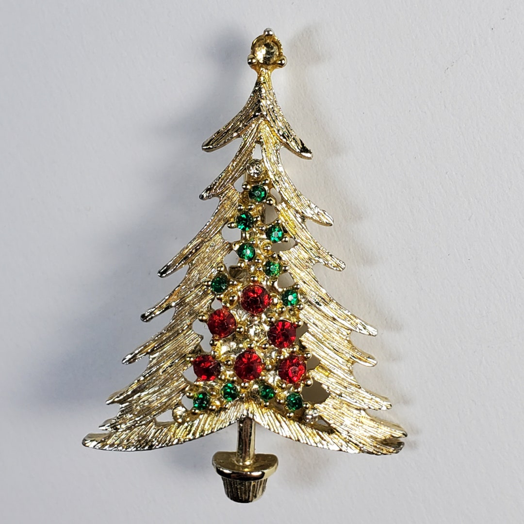Vintage Beatrix Christmas Tree Brooch Signed B.J. - Etsy