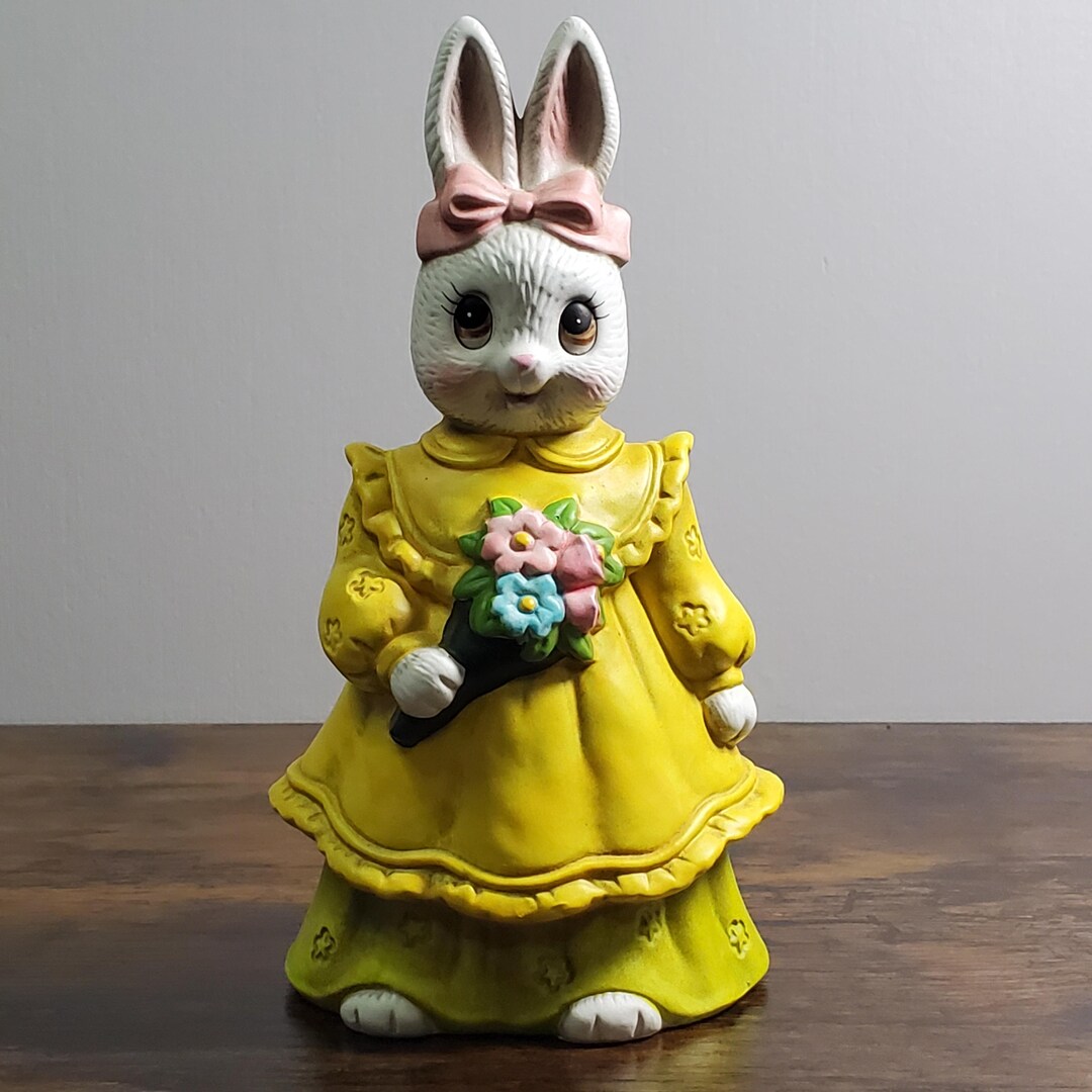 Vintage 1988 Lefton Bunny Rabbit Bank Hand Painted Porcelain Exclusive ...