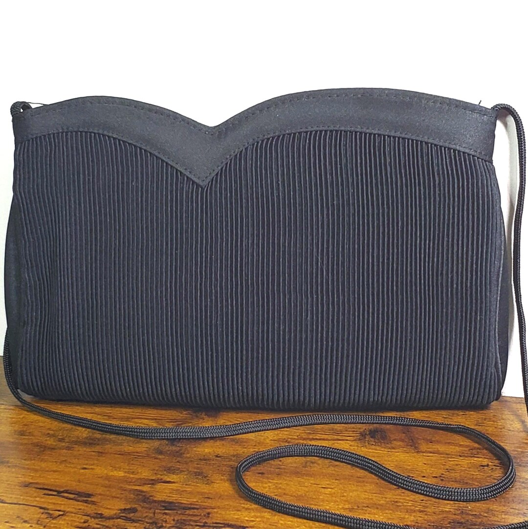 Vintage La Regale Black Pleated Evening Purse With Spaghetti Strap and ...