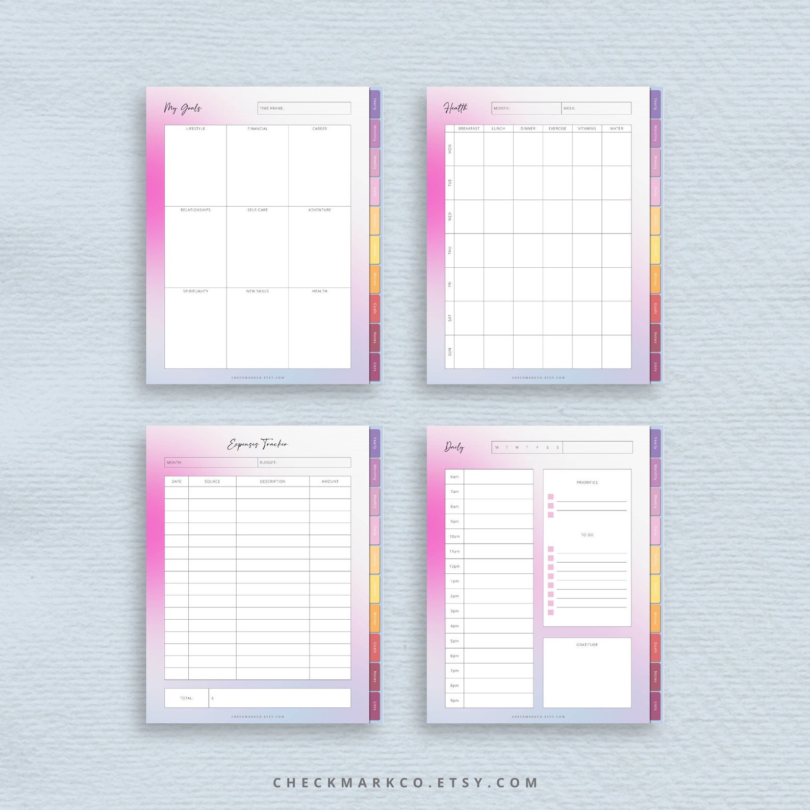 Colorful Digital Planner for Goodnotes or Noteshelf - Etsy