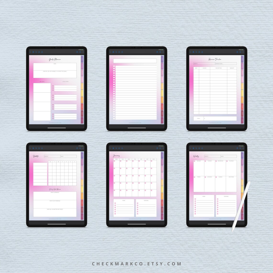 Colorful Digital Planner for Goodnotes or Noteshelf - Etsy