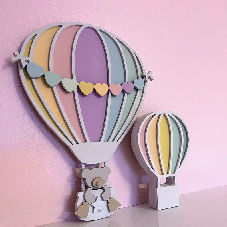 Wooden Hot Air Balloon Plaque, Bear Nursery Decor, Layered 3D Design - Etsy