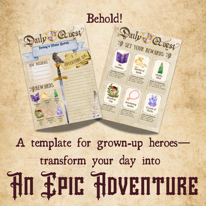 Fantasy Quest-themed Daily Planner - Gamified To-do List for Adults ...