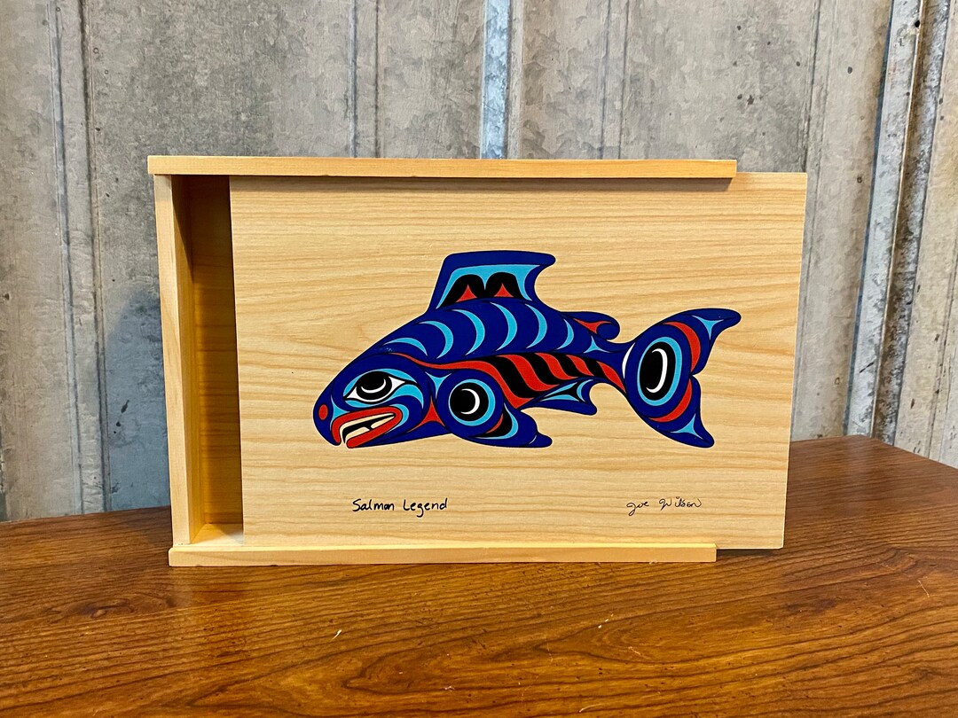 Vintage Pacific Northwest Salmon Wooden Box - Etsy