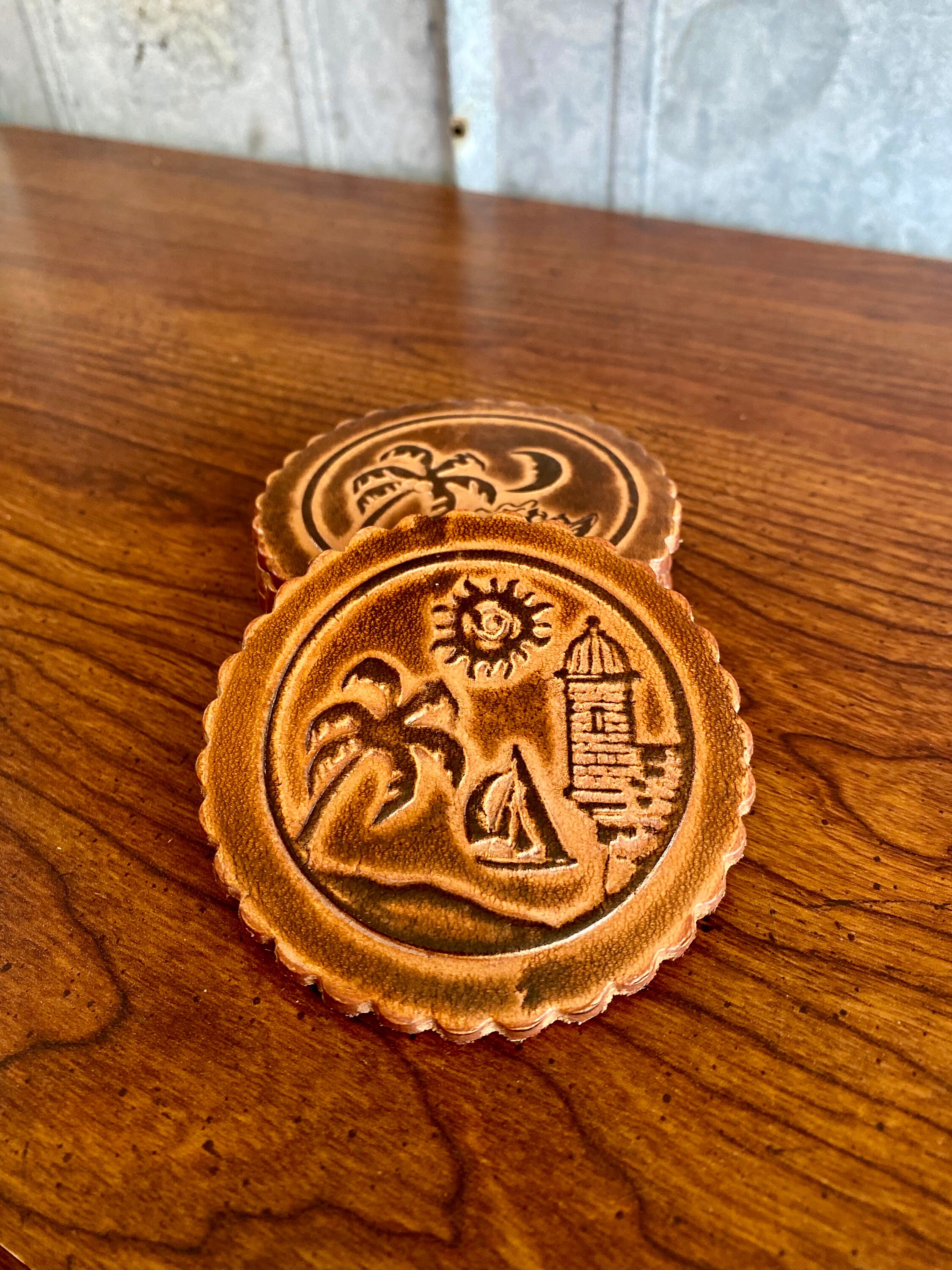 Vintage Tooled Leather Costa Rica Coasters - Etsy