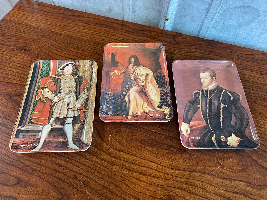 Vintage Henry the VIII Louis XIV and Felipe II Decor Trays - Etsy