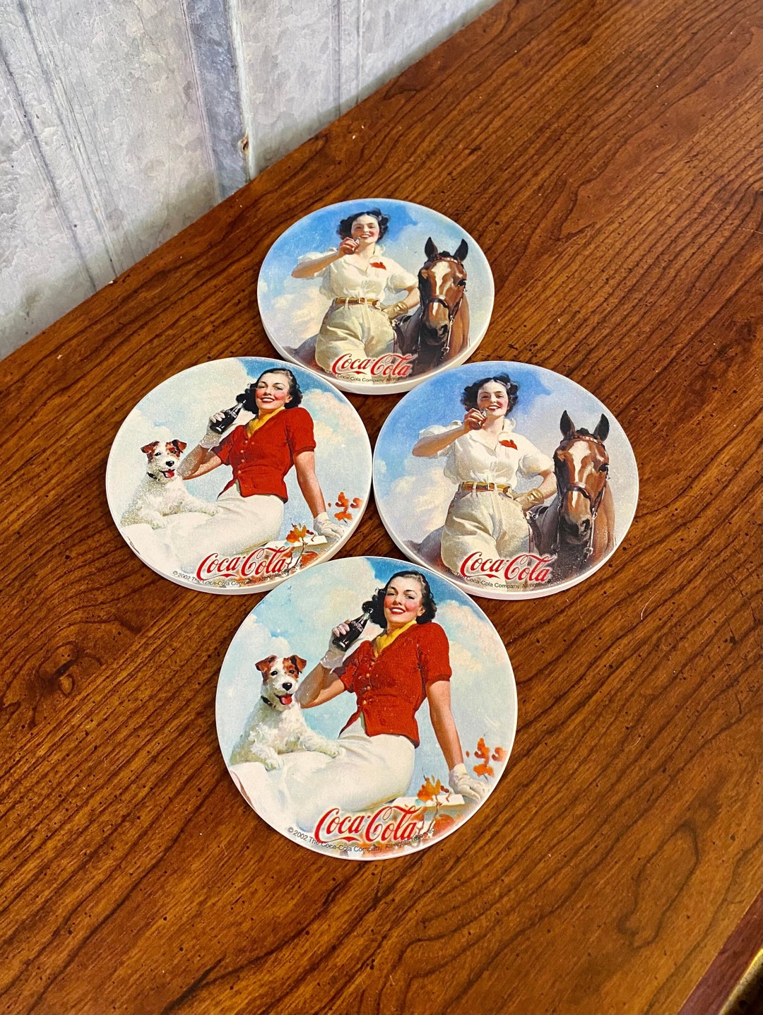 Vintage Coca-cola Matching Coasters - Etsy
