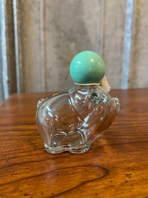 Vintage Avon Glass Pig Perfume Vessel - Gem