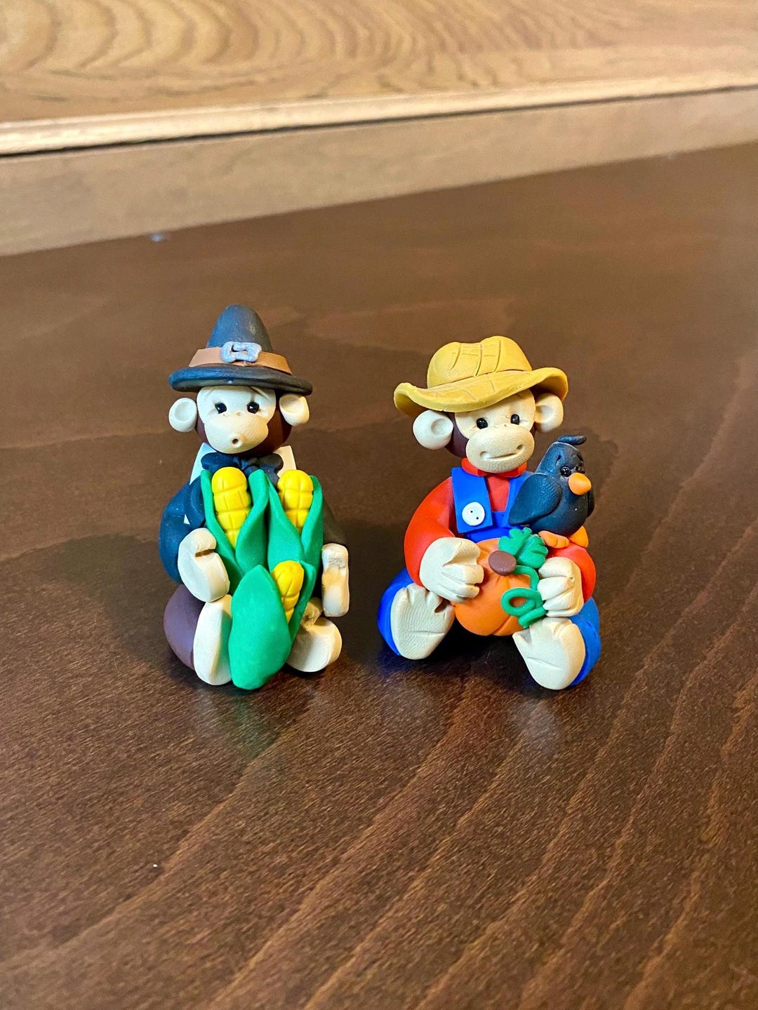 Hand Sculpted Thanksgiving Clay Monkeys - Etsy