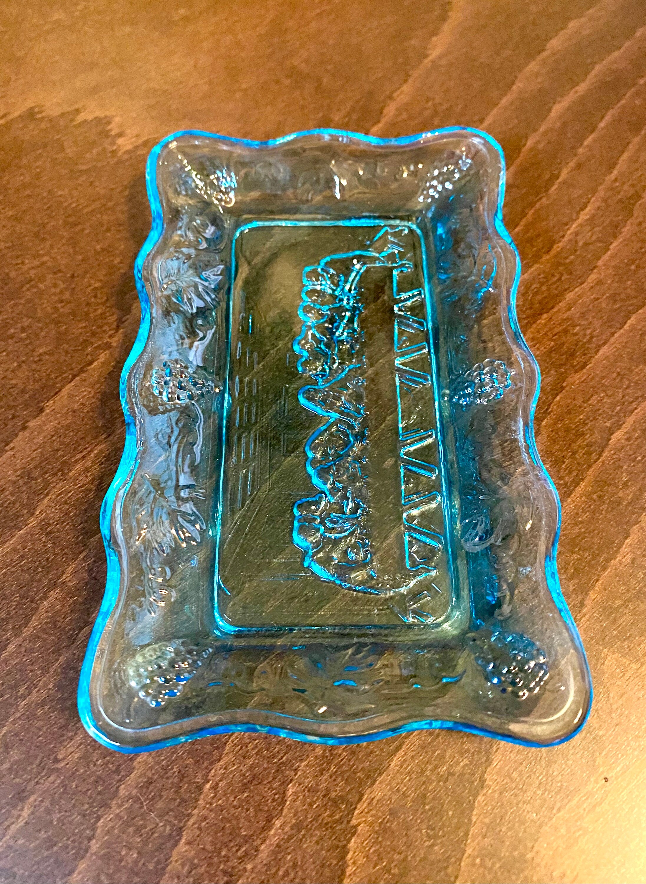 Vintage Italian last Supper Blue Glass Tray - Etsy