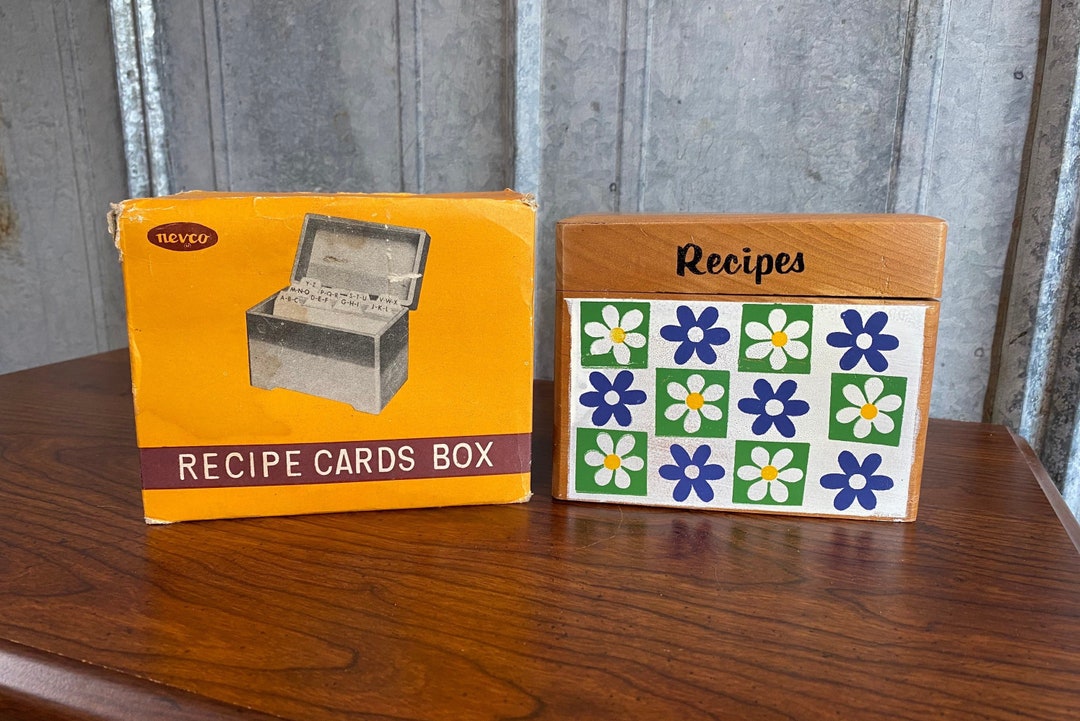 Vintage Floral Recipe Card Wooden Box - Etsy