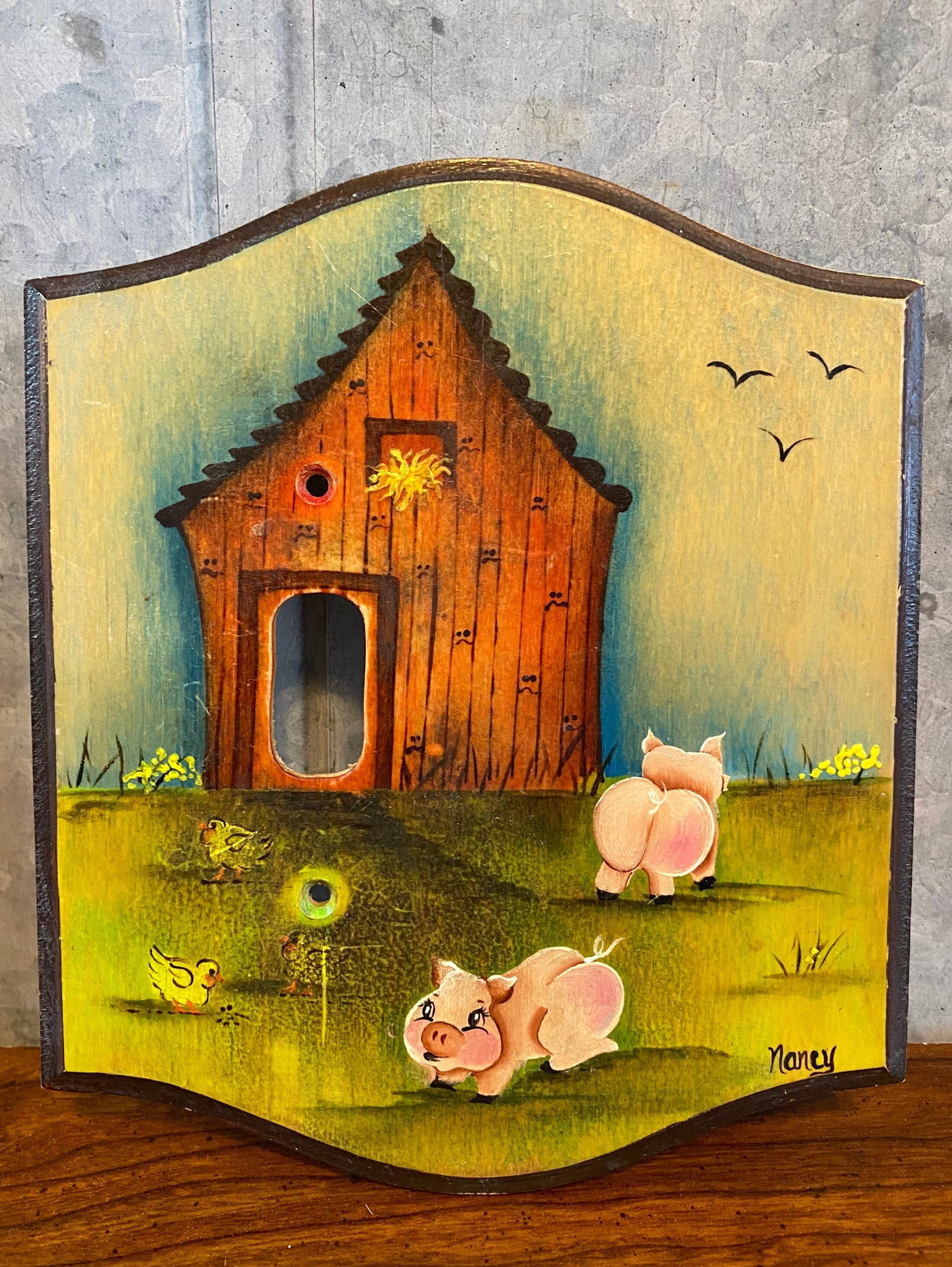 Vintage “pigs on the Farm” Wooden Light Switch - Etsy