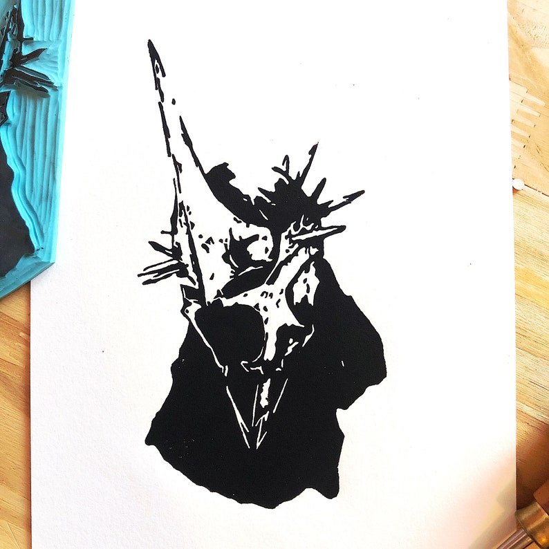 Linocut Witch-king of Angmar-lord of the Rings-handmade Print. - Etsy ...