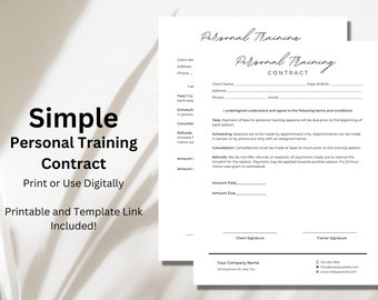 Personal Trainer Contract Template - Etsy
