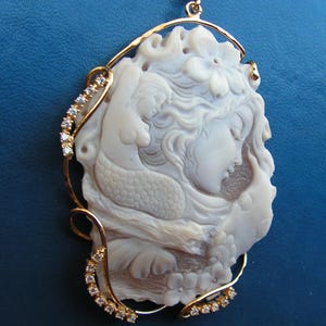 Mermaid Lady Carved Cameo Pendant, Ocean Jewelry, Nautical Necklace ...