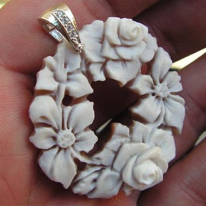 Handcrafted Pendant, Carved Floral Design, Necklace, Artisan Pendant ...