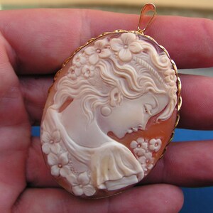 Carved Shell Cameo Museum Quality Hand-engraved Genuine Handmade Female ...