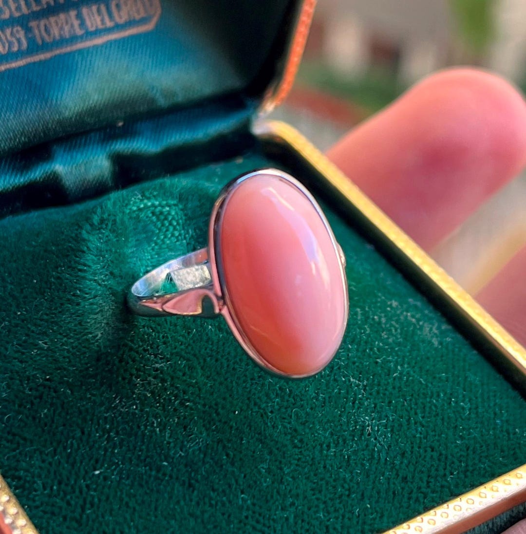 Angel Skin Coral Ring, Natural Gemstone, Authentic Jewel, Handcrafted ...