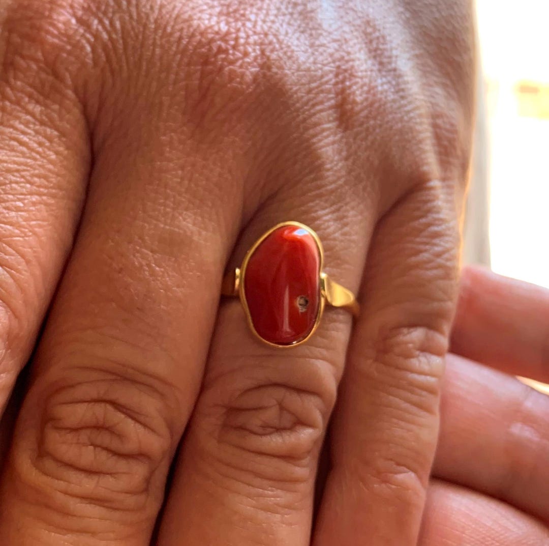 Anello Corallo Rosa, Gioiello Elegante, Anello Rosso, Regalo per Lei ...