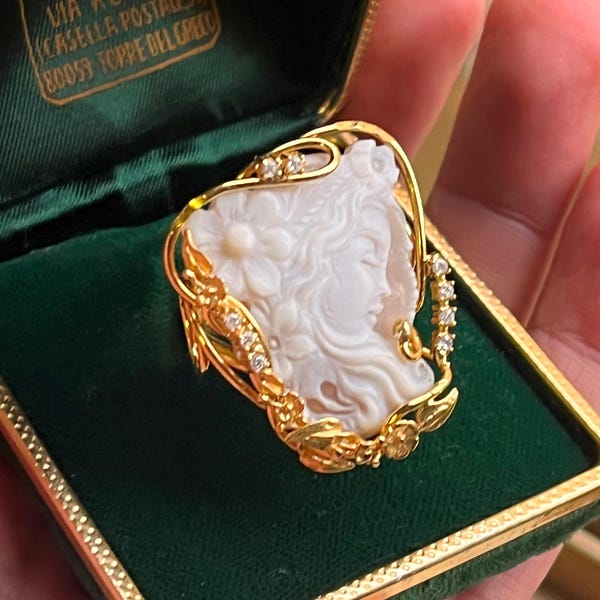 Carved Shell Ring - Etsy