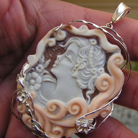 cammeo ciondolo vittoriano del 1880 in Argento 925 ra… - Gem