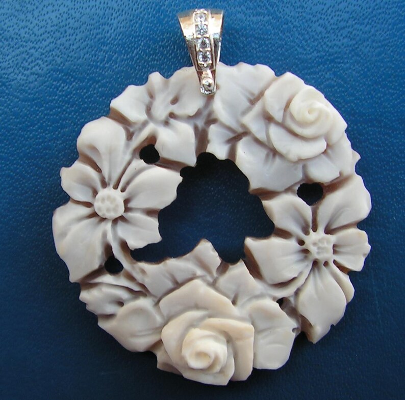 Handcrafted Pendant, Carved Floral Design, Necklace, Artisan Pendant ...