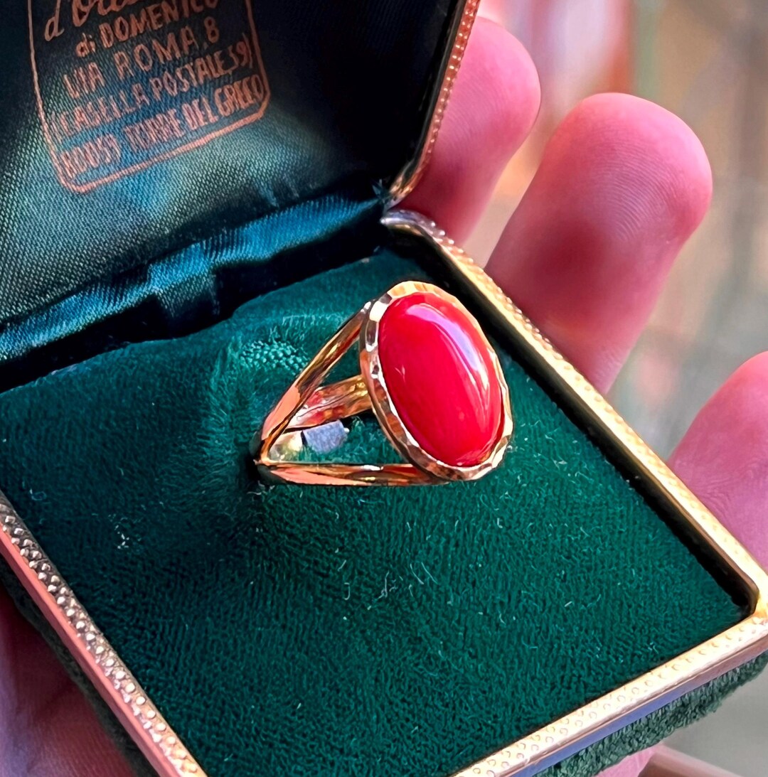 Italian Coral Ring, Natural Coral Jewelry, Handmade in Italy ...