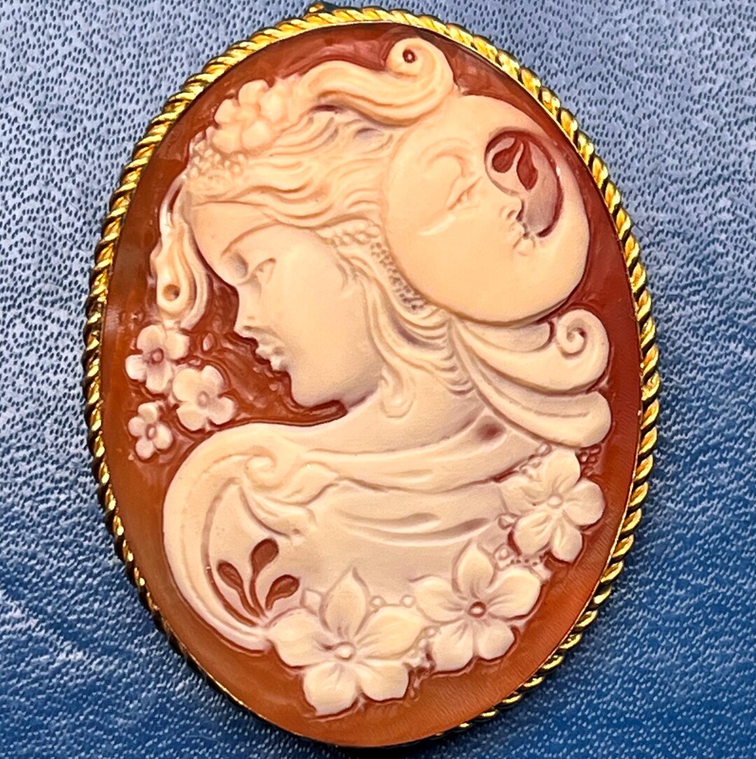 Handmade Shell Cameo: Night Nymph, Crescent Moon Design - Etsy
