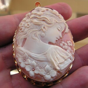 Carved Shell Cameo Museum Quality Hand-engraved Genuine Handmade Female ...