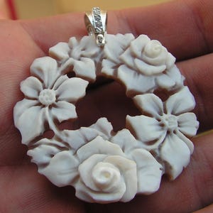Handcrafted Pendant, Carved Floral Design, Necklace, Artisan Pendant ...