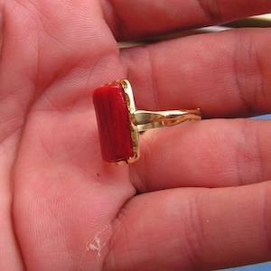 Coral Ring, Blood Red Coral, Aka Color Gem, Real Gemstone, Exclusive ...