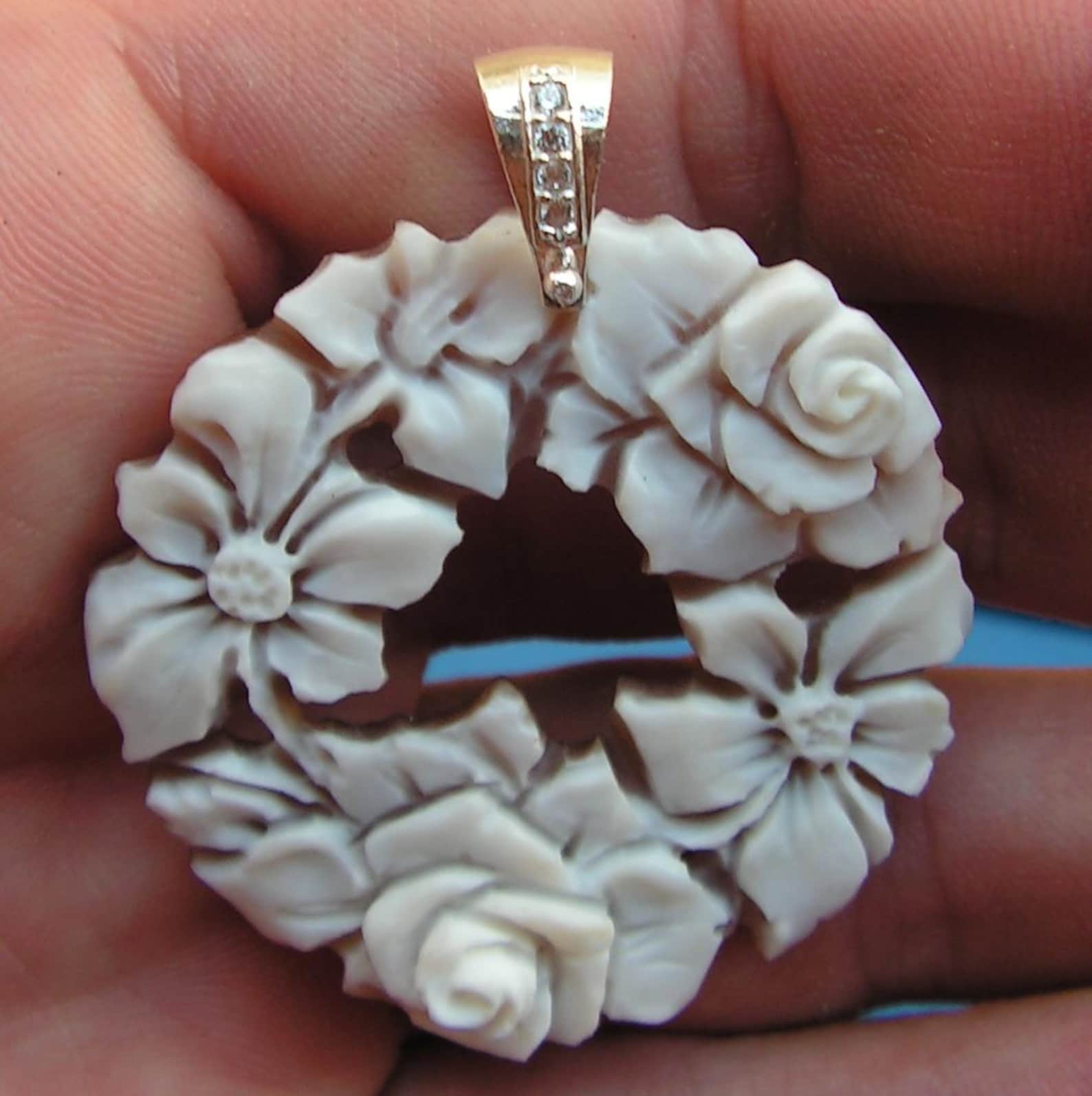 Handcrafted Pendant, Carved Floral Design, Necklace, Artisan Pendant ...