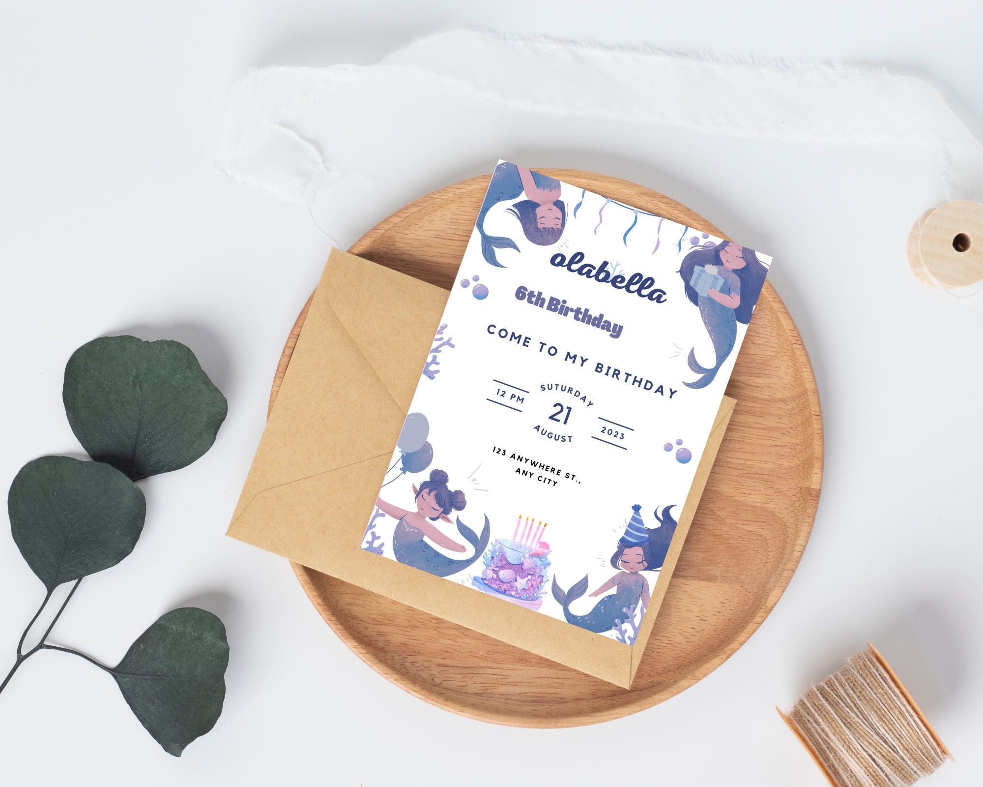 Blue Mermaid Birthday Party Invitation - Etsy