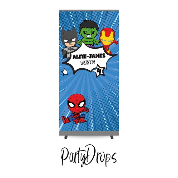 Personalised Superhero Birthday Backdrop Banner 2 Metre High - Etsy