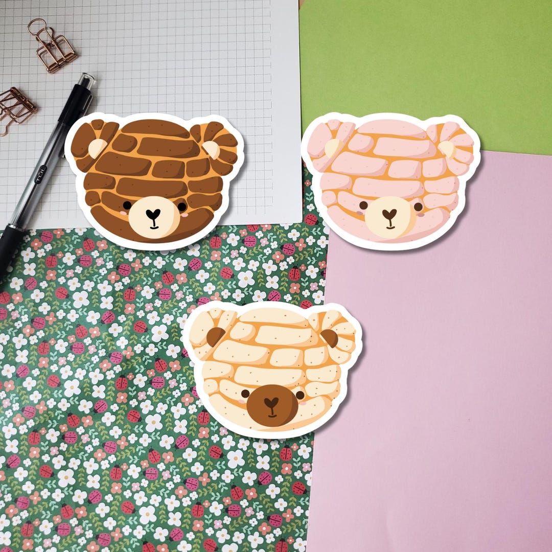 Bear Concha Vinyl Stickers | Concha Stickers | Bear Stickers | Cute ...