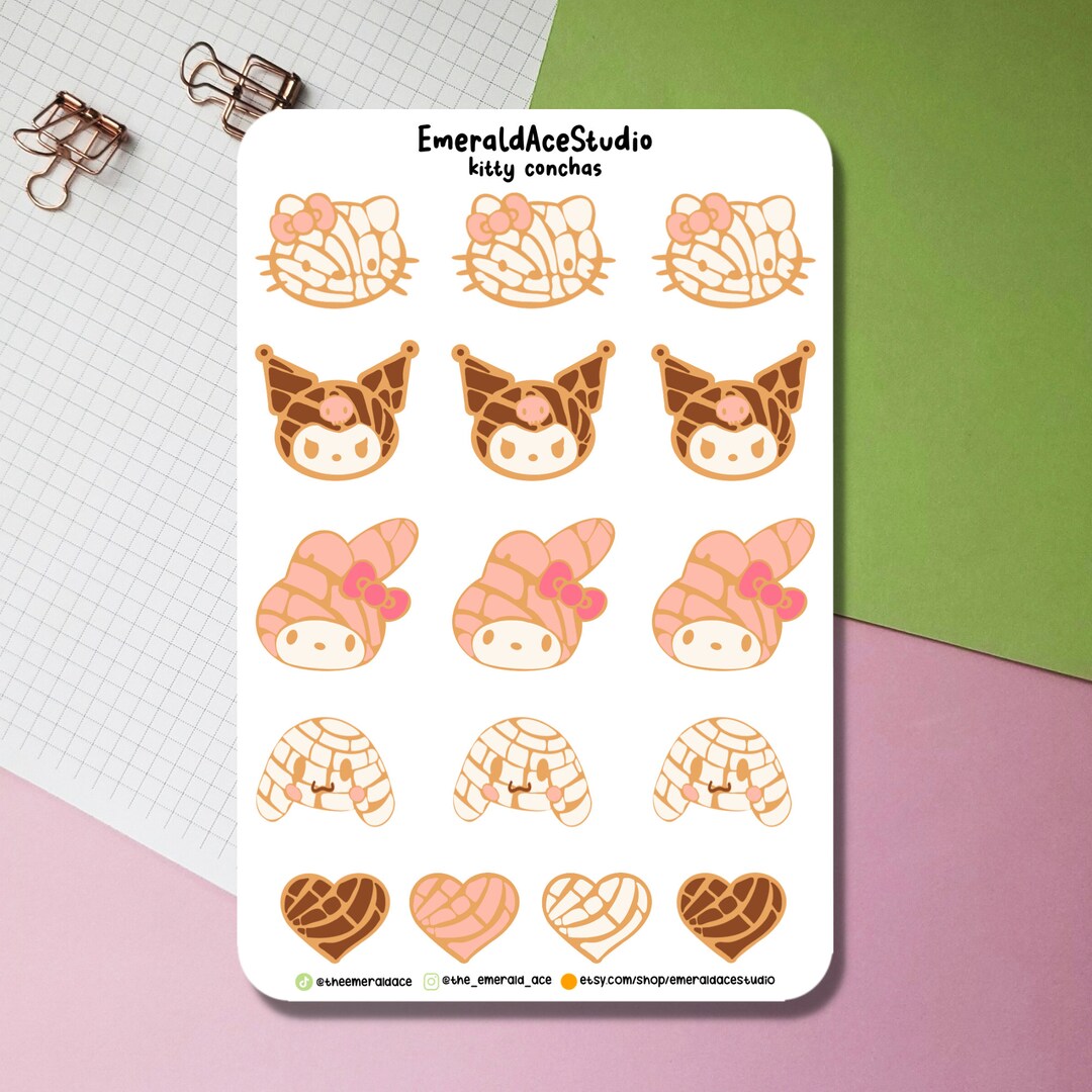 Kitty Concha Sticker Sheet Kitty Stickers Concha Stickers Bujo Sticker ...