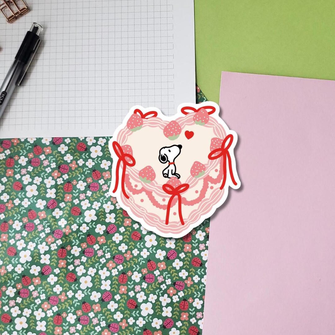 Snoopy Heart Cake Vinyl Stickers Snoopy Stickers Cake Stickers Cute ...
