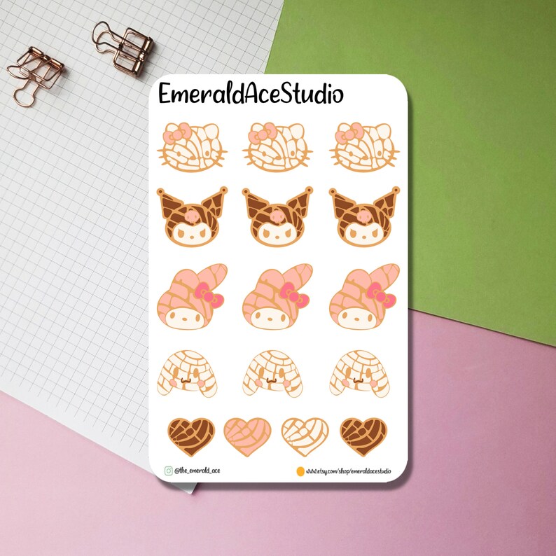 Kitty Concha Sticker Sheet Kitty Stickers Concha Stickers - Etsy