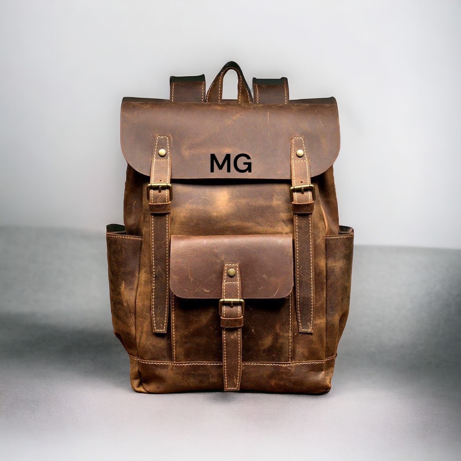 18 Inch Leather Backpack Personalized Full Grain Leather Backpack ...