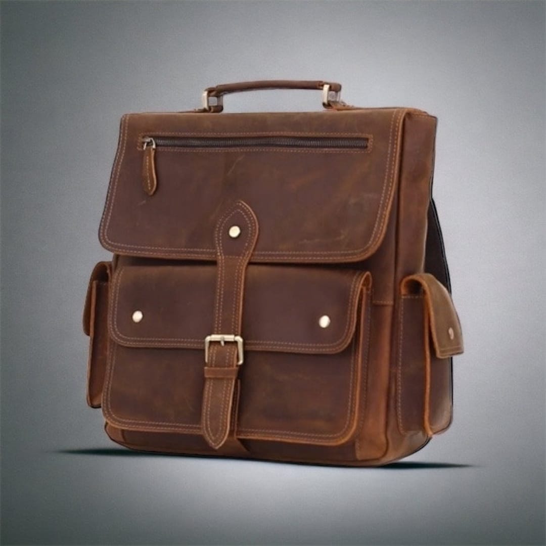 Handmade Rustic Brown Leather Backpack for Men and Women Cowhide ...