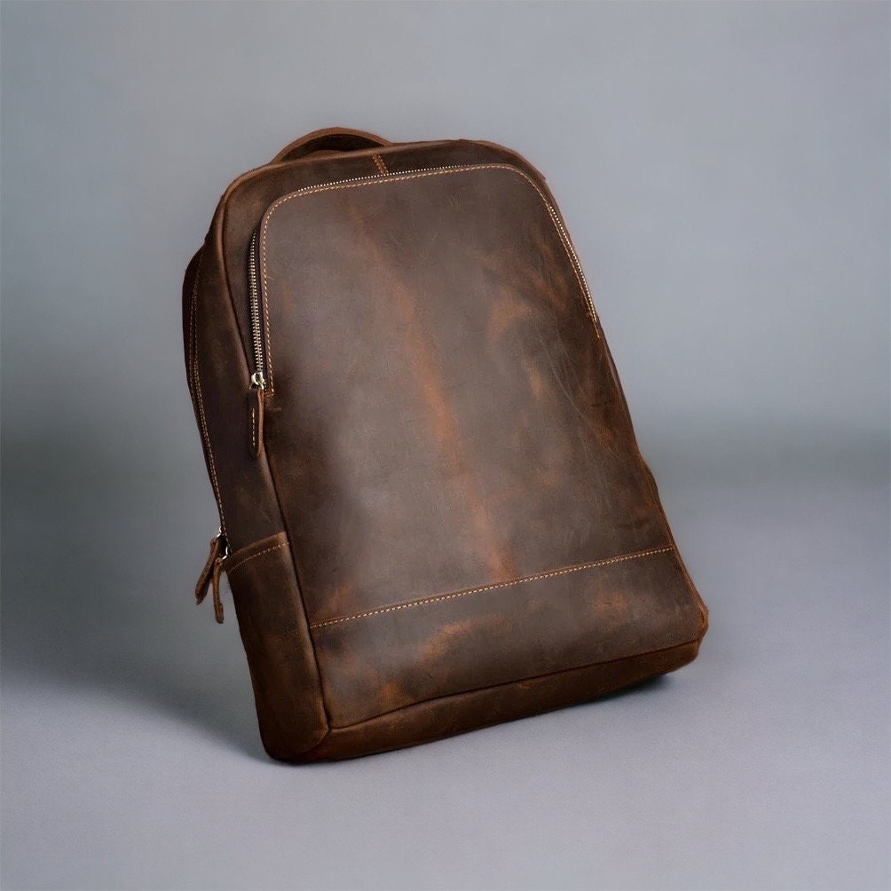 Full Grain Leather Backpack Leather Rucksack Hiking Backpack Leather ...