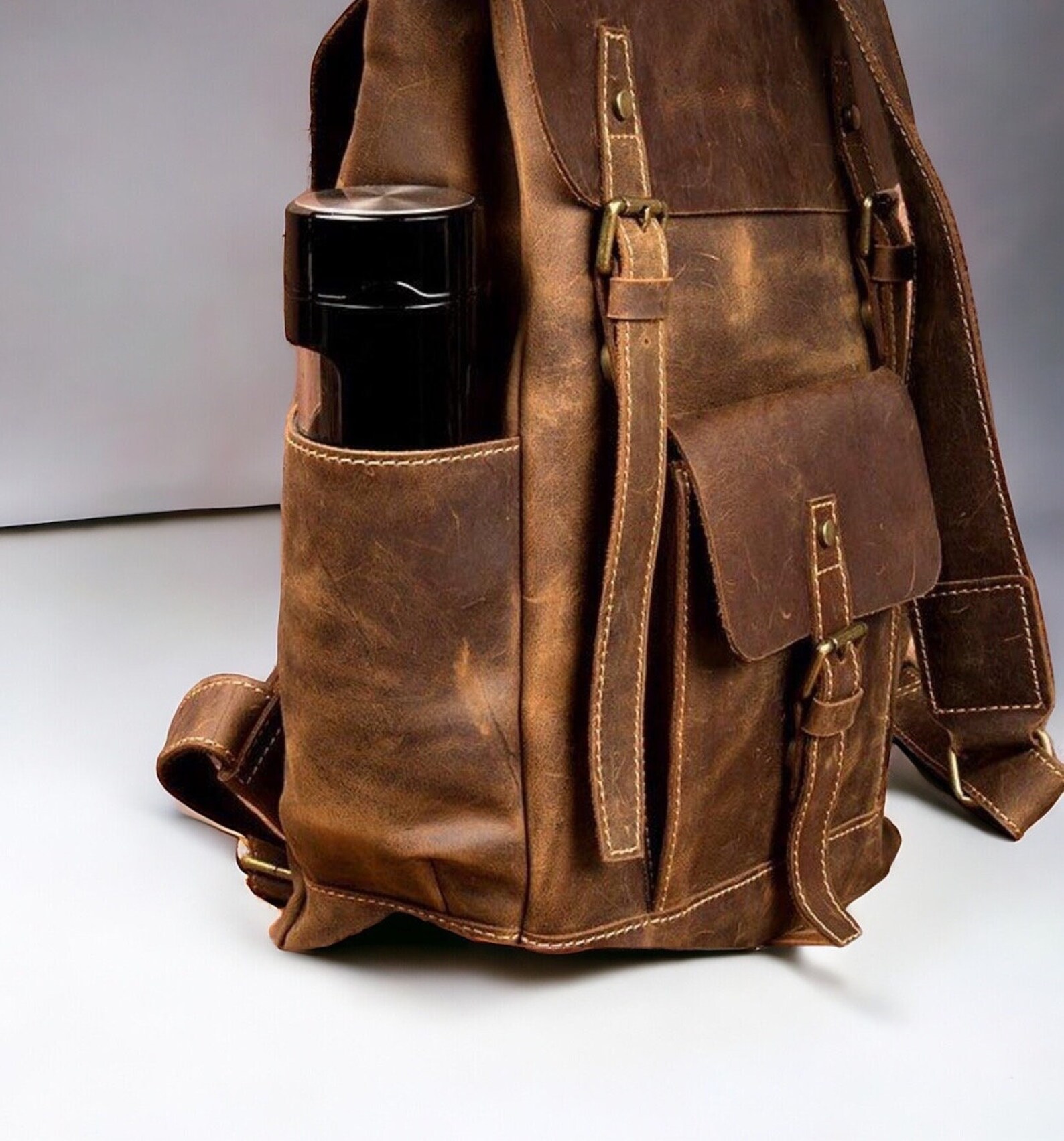 18 Inch Leather Backpack Personalized Full Grain Leather Backpack ...