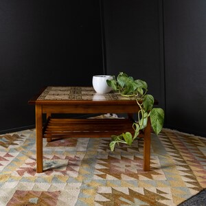 Mid Century Square Solid Teak Coffee Table Vintage Tiled Top Danish ...