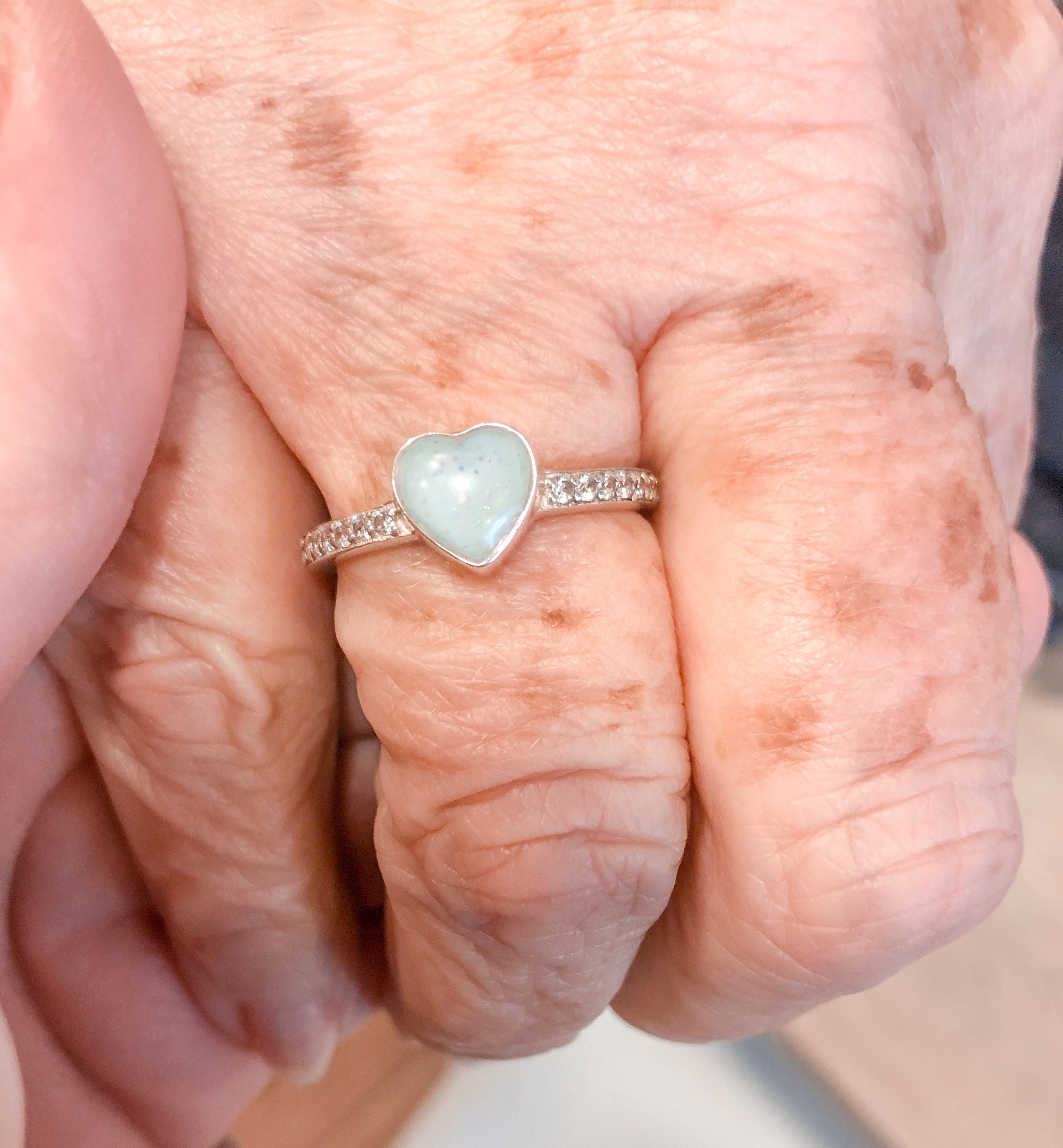Memorial Heart Ring - Ashes & Hair 925 Silver - Etsy