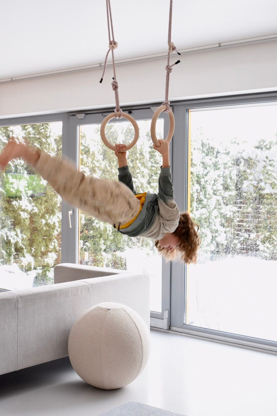 Gymnastic Rings With "0 Waste" Rope -2 Wooden Gym Rings. Turnringe Mit ...