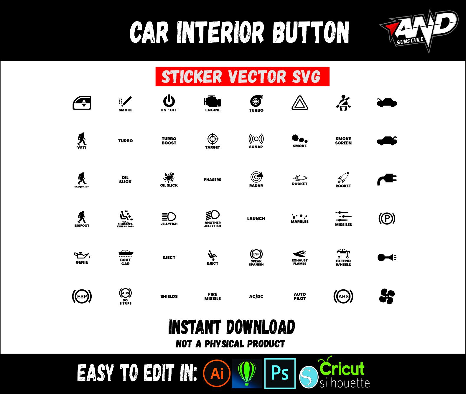 Car Interior Button Sticker SVG Cricut Silhouette SVG Vector Cut File ...