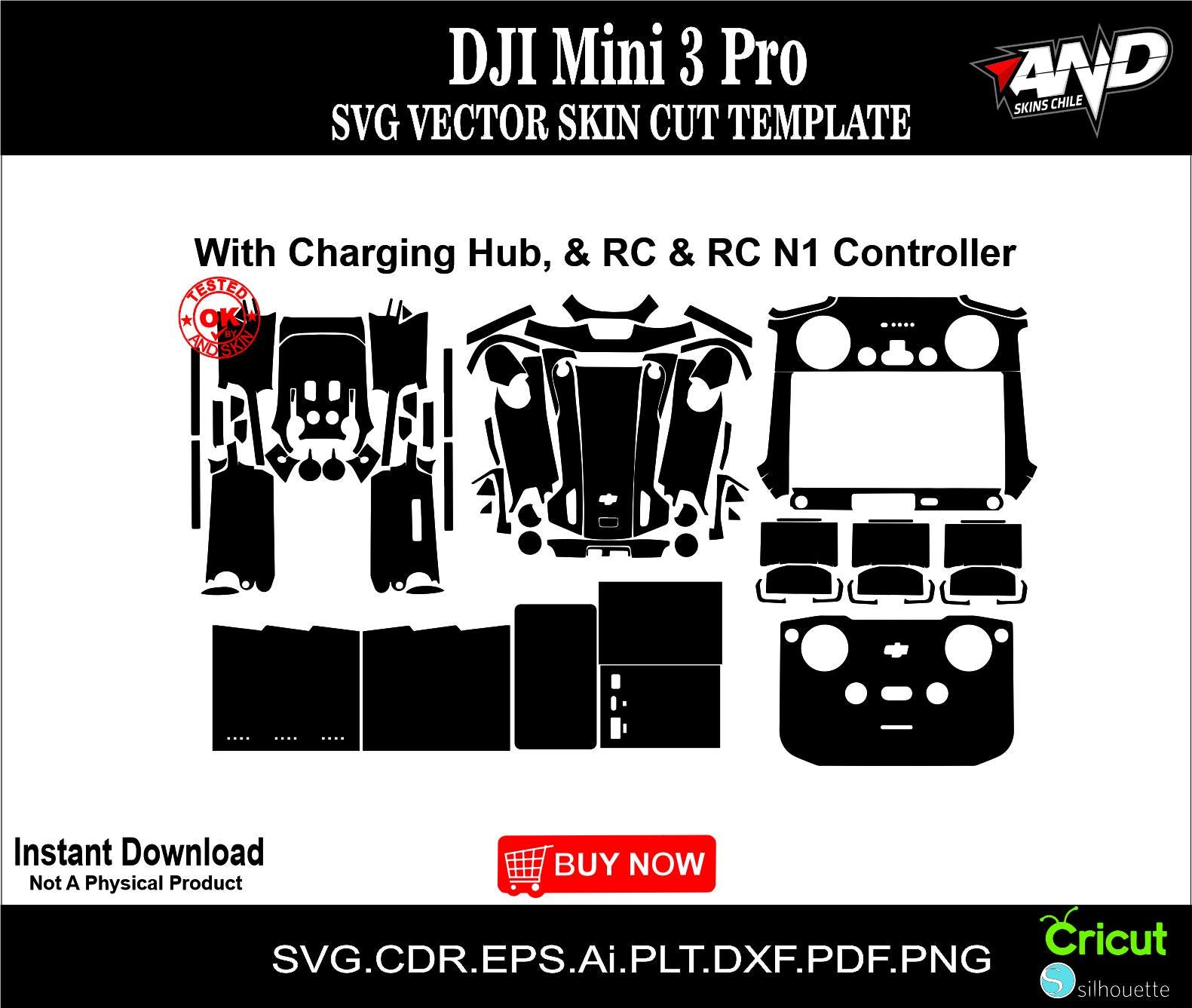 DJI Mini 3 Pro Skin Template Vector Skin Layout Skin Die Cuts File Svg ...